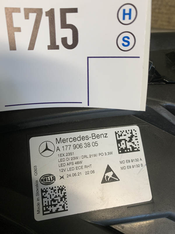 Mercedes A class 2018/2022 w177 PERFORMANCE Far F715 F716